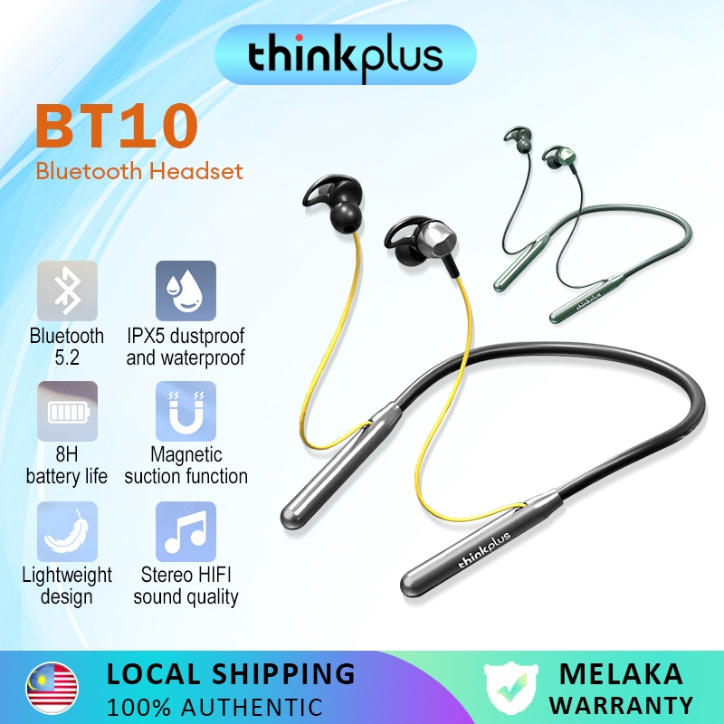 Lenovo BT10 Bluetooth Headset Waterproof Neck Magnetic Sport Wireless ...