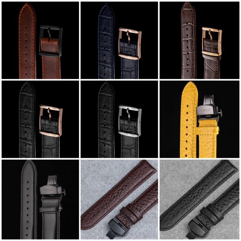 Tomaz 24mm Genuine Leather Butterfly Clip & TW003 Skeleton Watch Strap ...