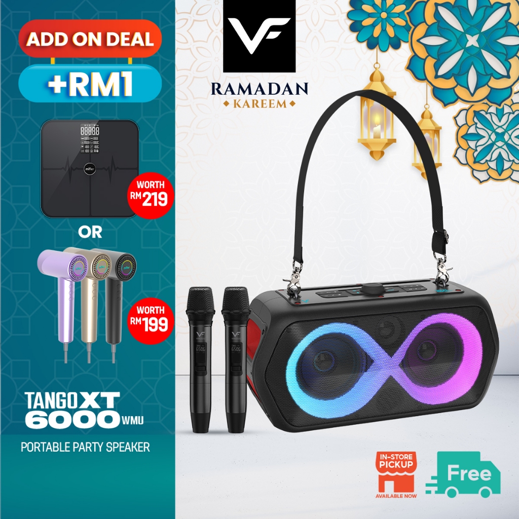 Vinnfier VF Tango XT6000 Portable Karaoke bluetooth speaker 300W Party Light Effects 2 UHF ...