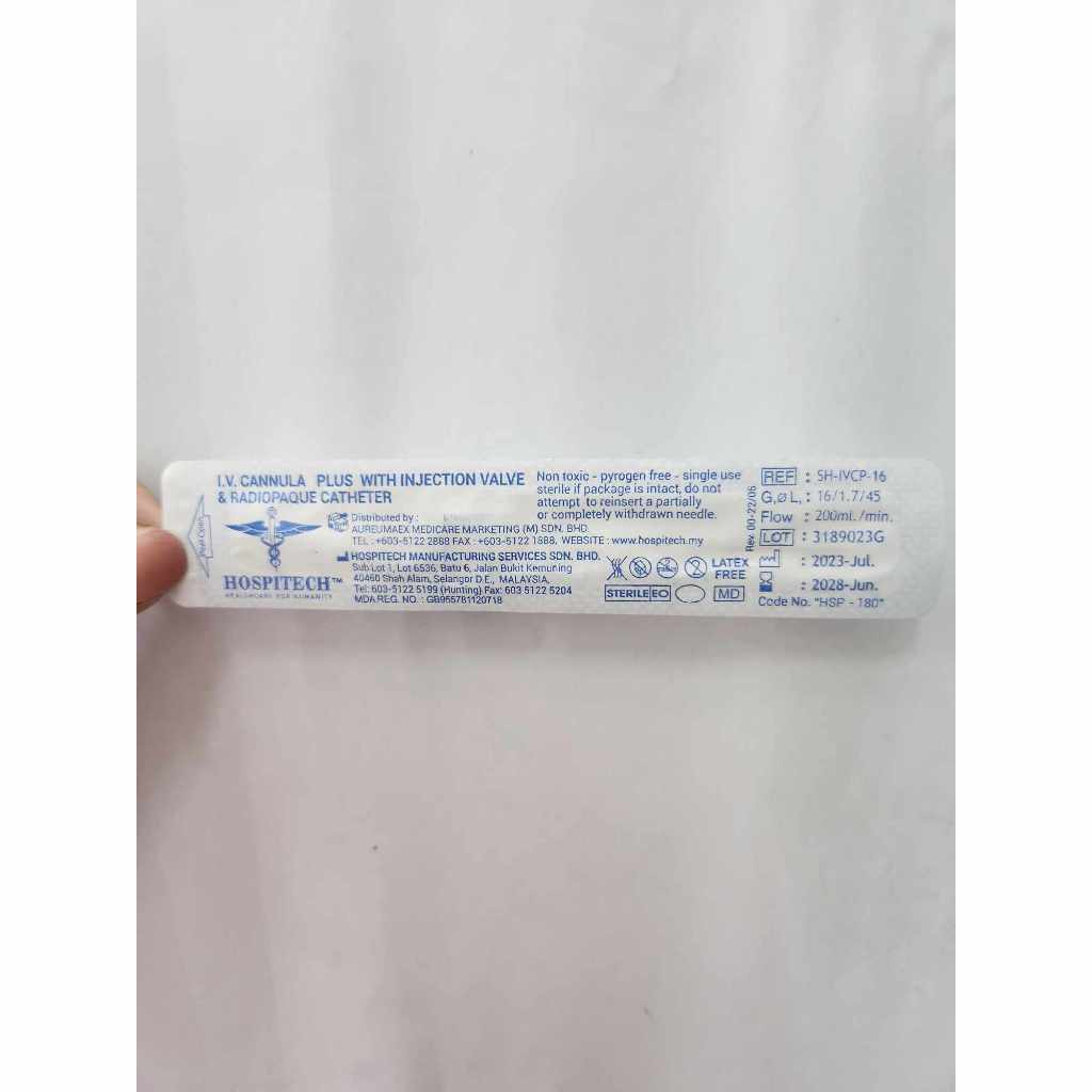 HOSPITECH IV CANNULA / CATHETER WITH VALVE 16G GREY | Shopee Malaysia