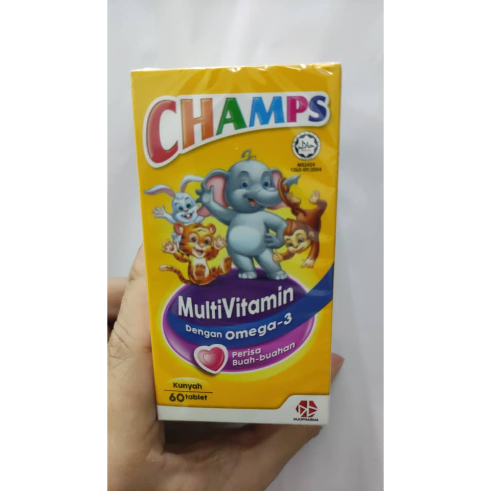 CHAMPS MULTIVITAMIN PLUS OMEGA-3 CTABS FRUITY FLAVOUR 60S | Shopee Malaysia