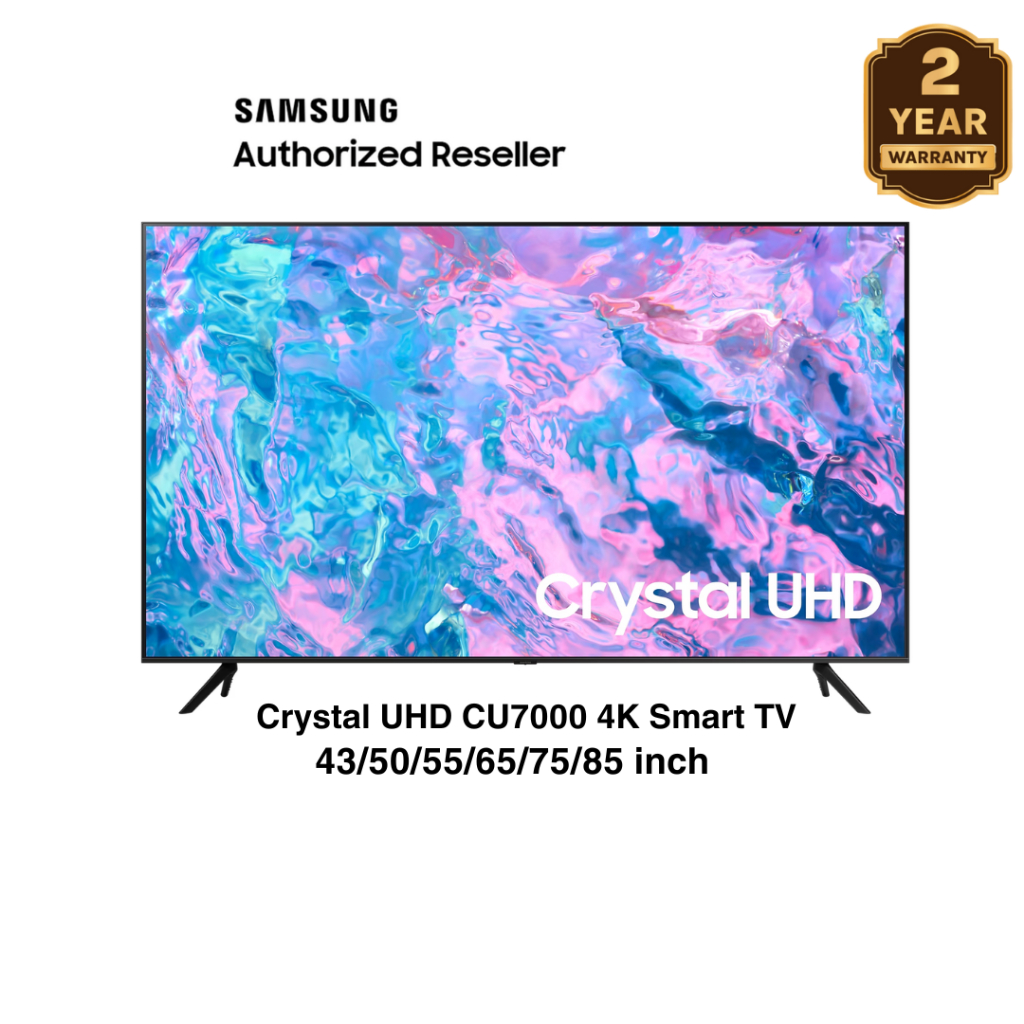 SAMSUNG CU7000 43, 50, 55, 65, 75, 85 Inch 4K UHD Smart TV Crystal ...
