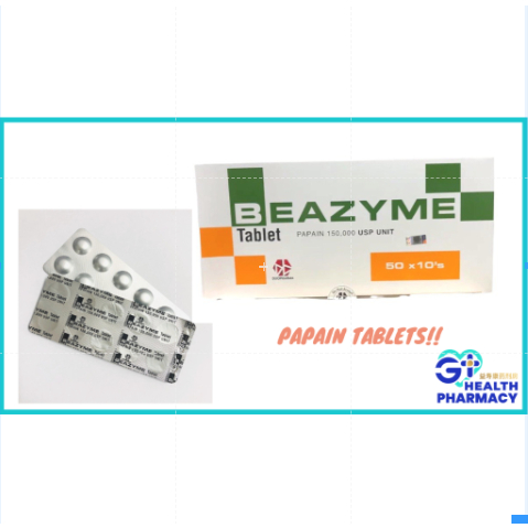 Beazyme Papain tablet 150000 USP units 10 tabs per strip | Shopee Malaysia