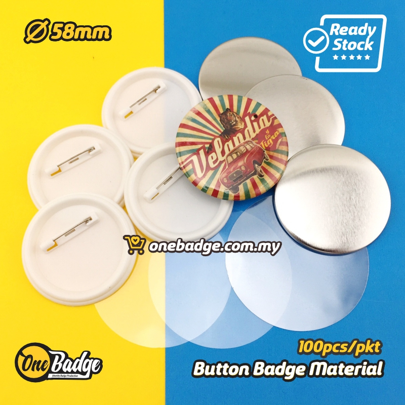 58mm Bahan Button Badge Kosong V2 | 100pcs Safety Pin Button Badge ...