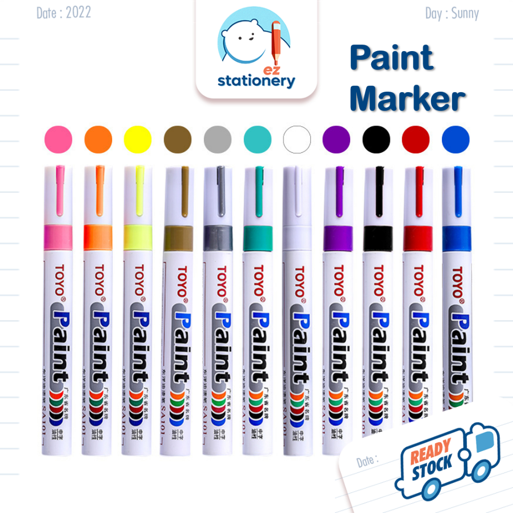 🇲🇾 Ready Stock TOYO Waterproof Paint Marker Pen Multipurpose Permanent ...