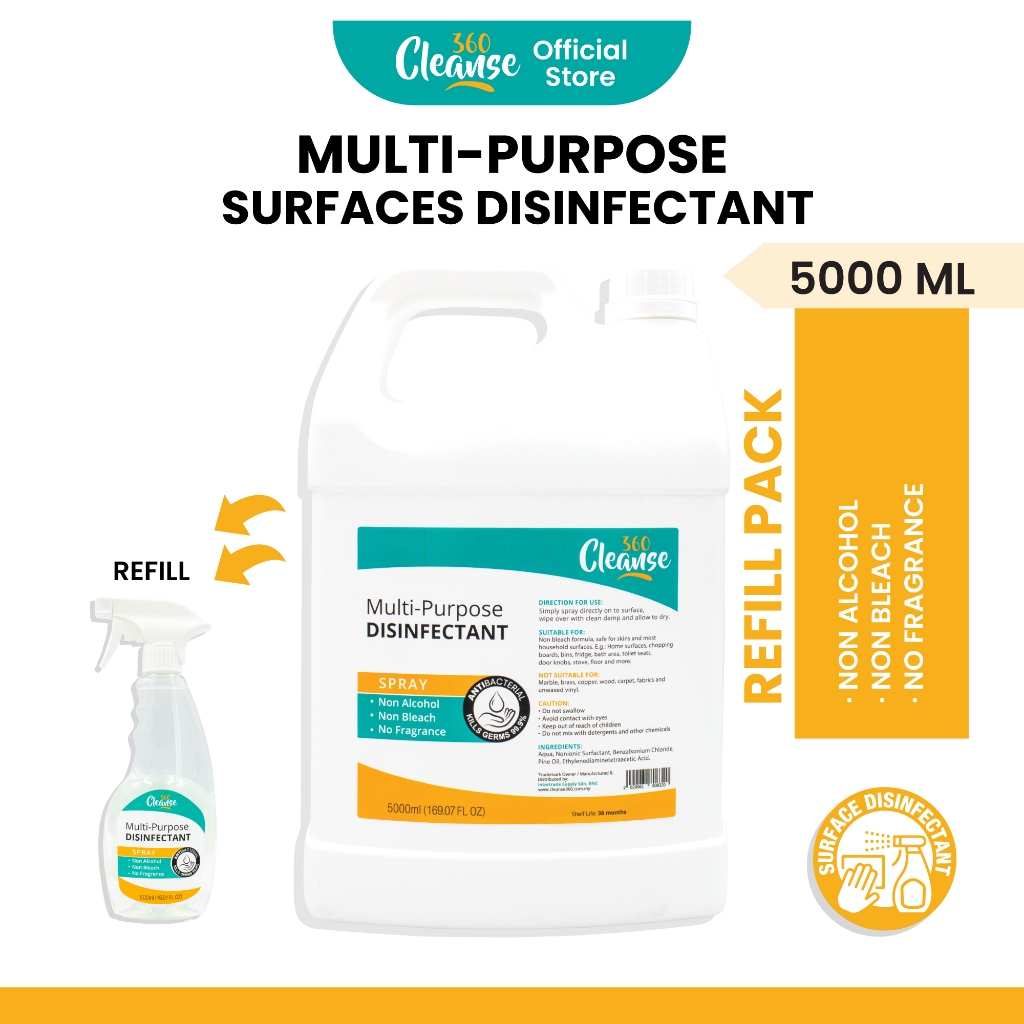 Cleanse360 Multi-Purpose Surfaces Disinfectant [Liquid Refill - 5000ml / 5L ] | Shopee Malaysia