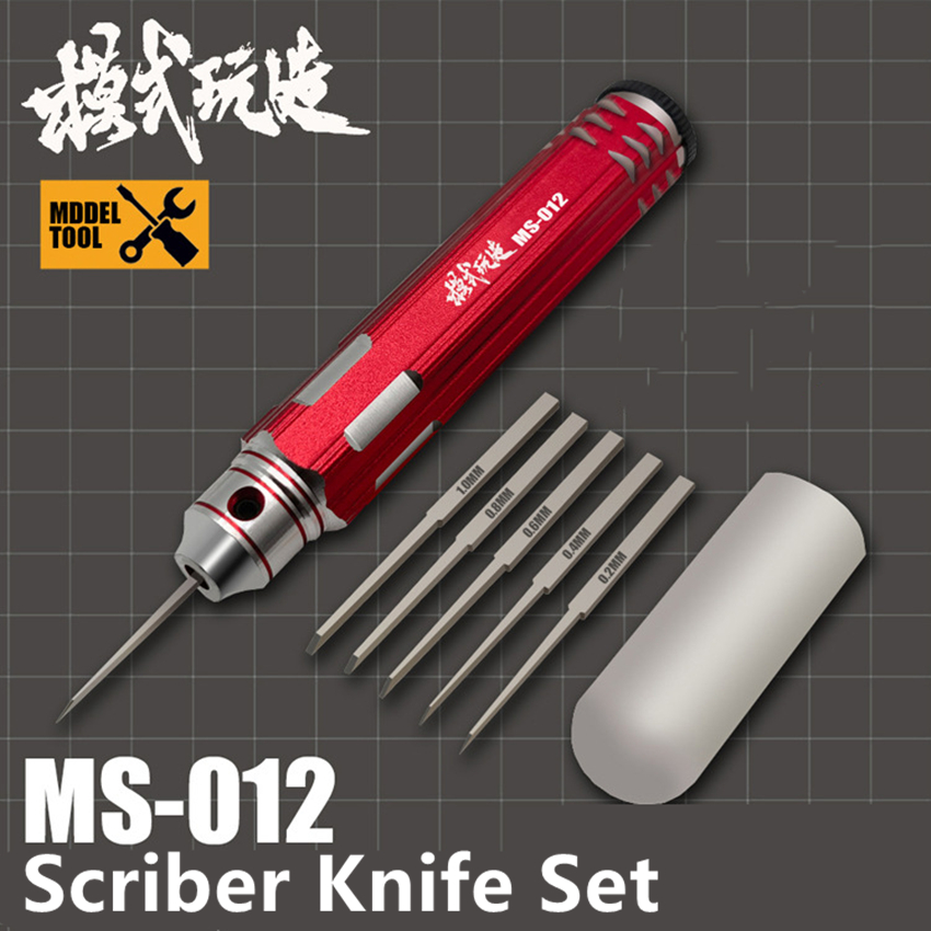 Alat Model Aluminium Chisel Scriber Knife Set Gundam Gunpla Ms012
