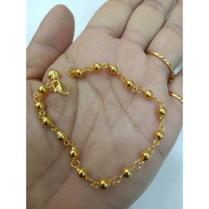 916 Gold Beads Bracelet Gelang Tangan Boba Emas 916 黄金精巧元珠手链🌈. | Shopee ...