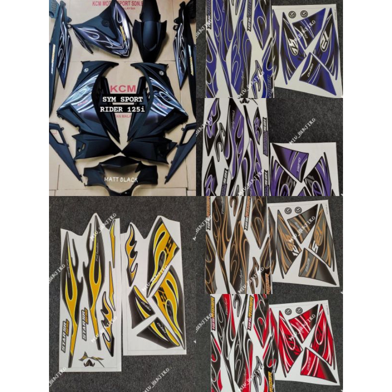 STICKER SYM SPORT RIDER 125i / STRIPE SYM SPORT RIDER 1258 FIRE ...