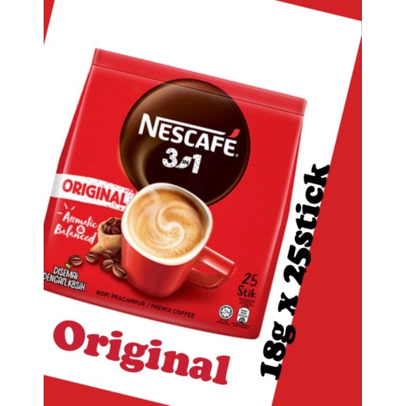Nescafe 3 in 1 Original 25sticks x 18gm | Shopee Malaysia