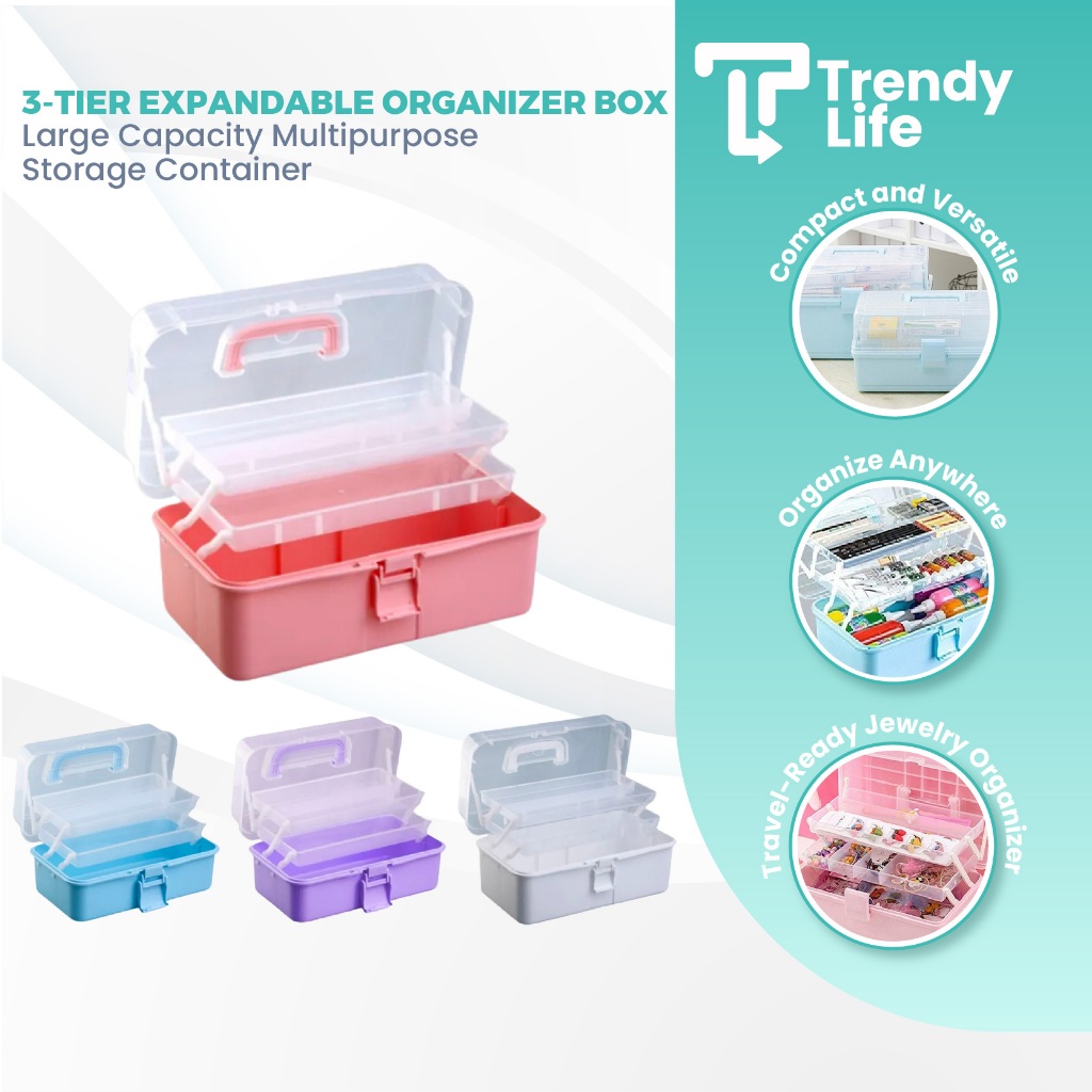 S/M/L Size 3-Layer Storage Box | Large Capacity Organiser Container ...