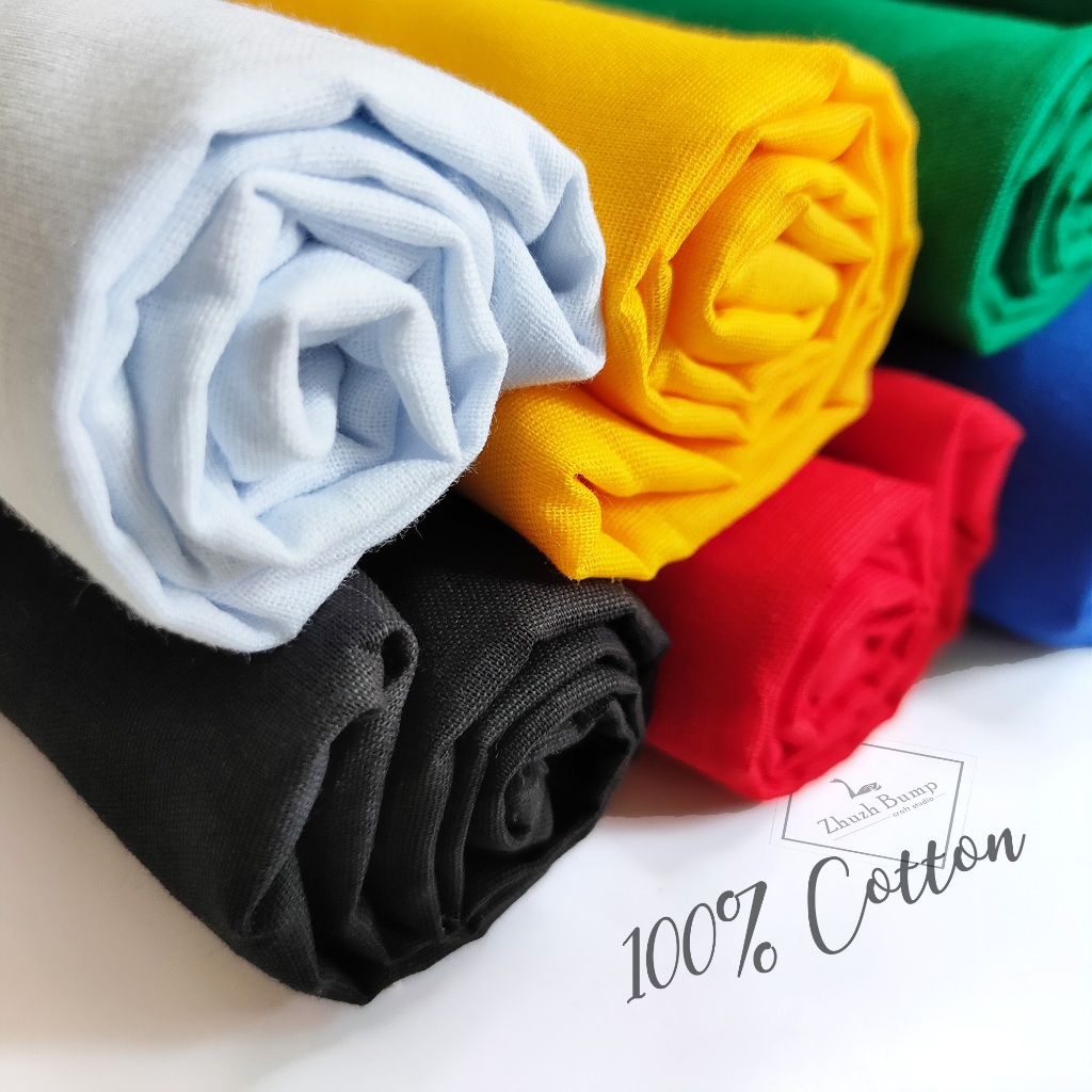 Pure Cotton Fabric Black White Red Yellow Blue Green Pink | Kain Kapas ...