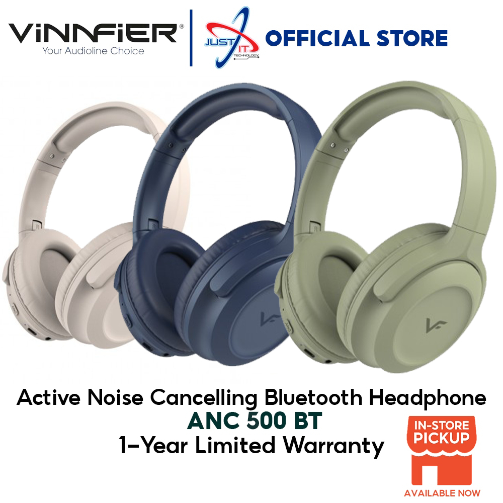VINNFIER ANC 500 BT Active Noise Cancelling Bluetooth Headphone (BEIGE ...
