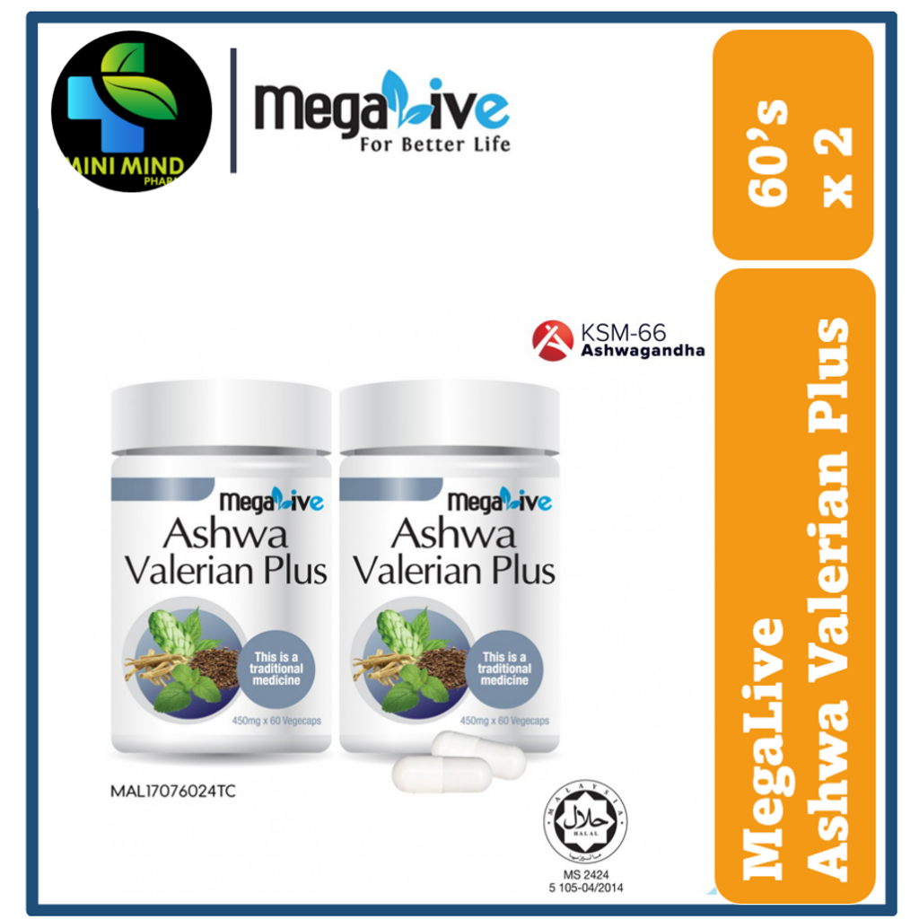 MEGALIVE ASHWA VALERIAN PLUS SOFTGELS (60's x 2) MALAYSIA READY STOCKS ...
