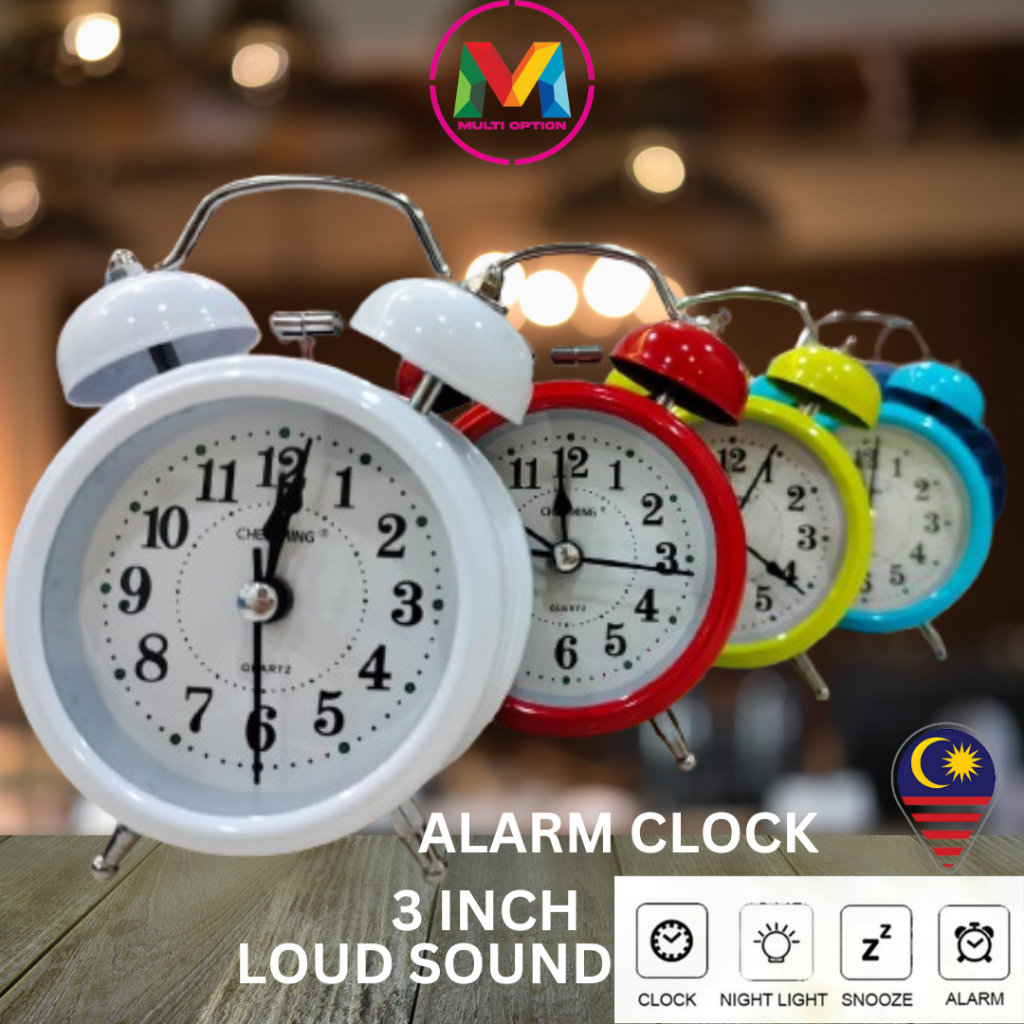 3 INCH TWIN BELL COLOUR ALARM CLOCK WITH BACK LIGHT LOUD SOUND 3 INCI ...
