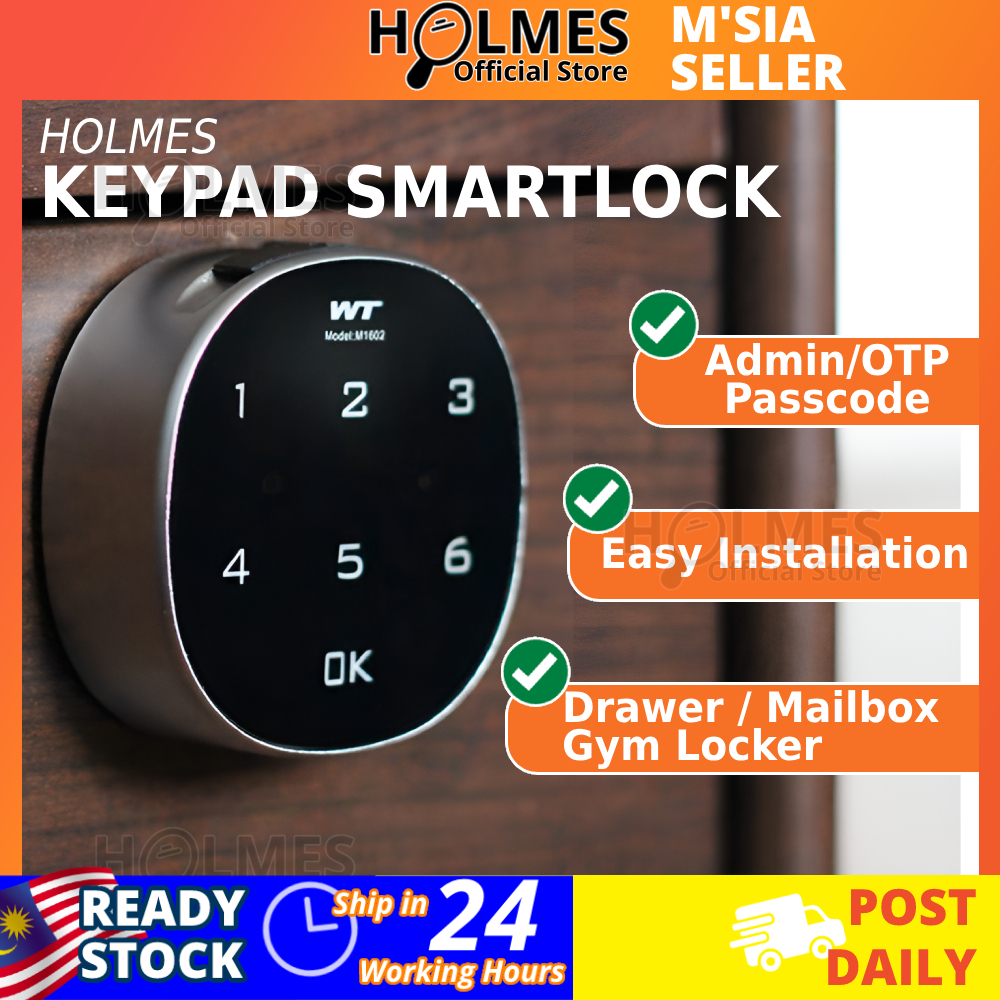 Holmes Digital Mailbox Lock for Airbnb Condo Keypad Smart Locker Drawer ...