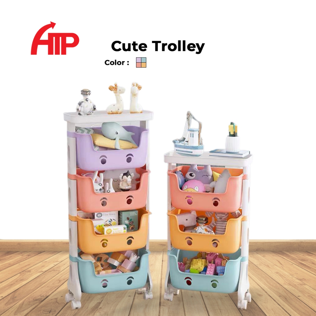 ATP Cute Trolley 2/3/4 Tier Children's Toy Organizer Storage Cart ...