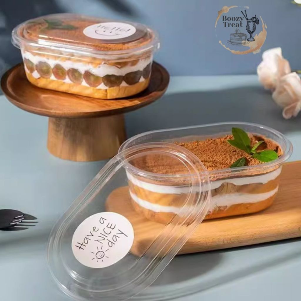 Boozy Treat - 280ml / 500ml Transparent Cake box / Pudding Box / Mousse ...