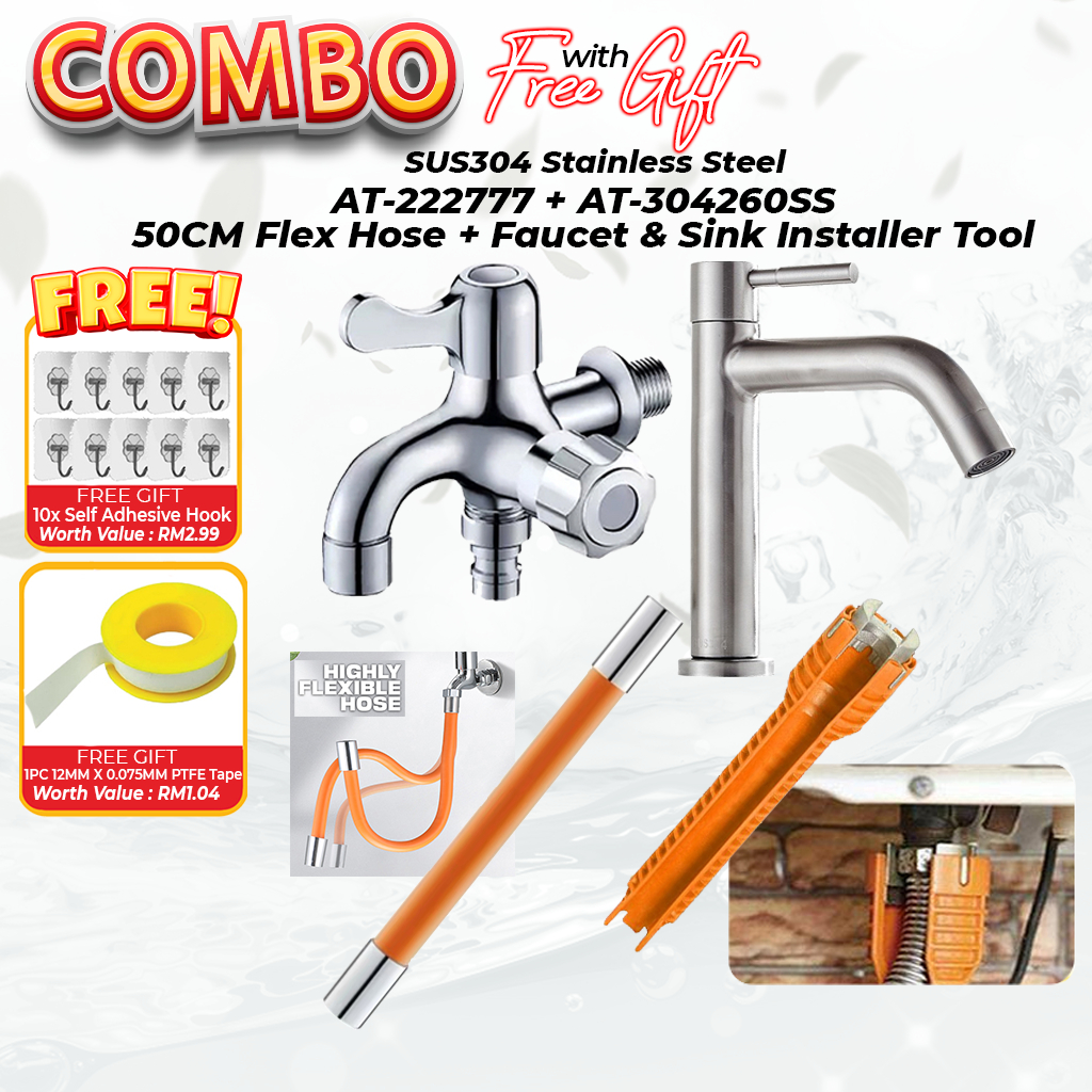 Stainless Steel Double Tap Multifunctional Water Tap Two Way Faucet ...
