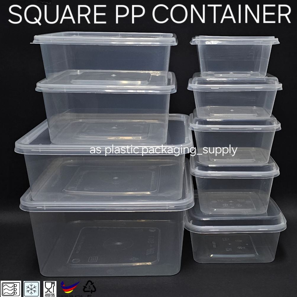 MICROWAVABLE DISPOSABLE SQUARE PLASTIC FOOD CONTAINER | Shopee Malaysia