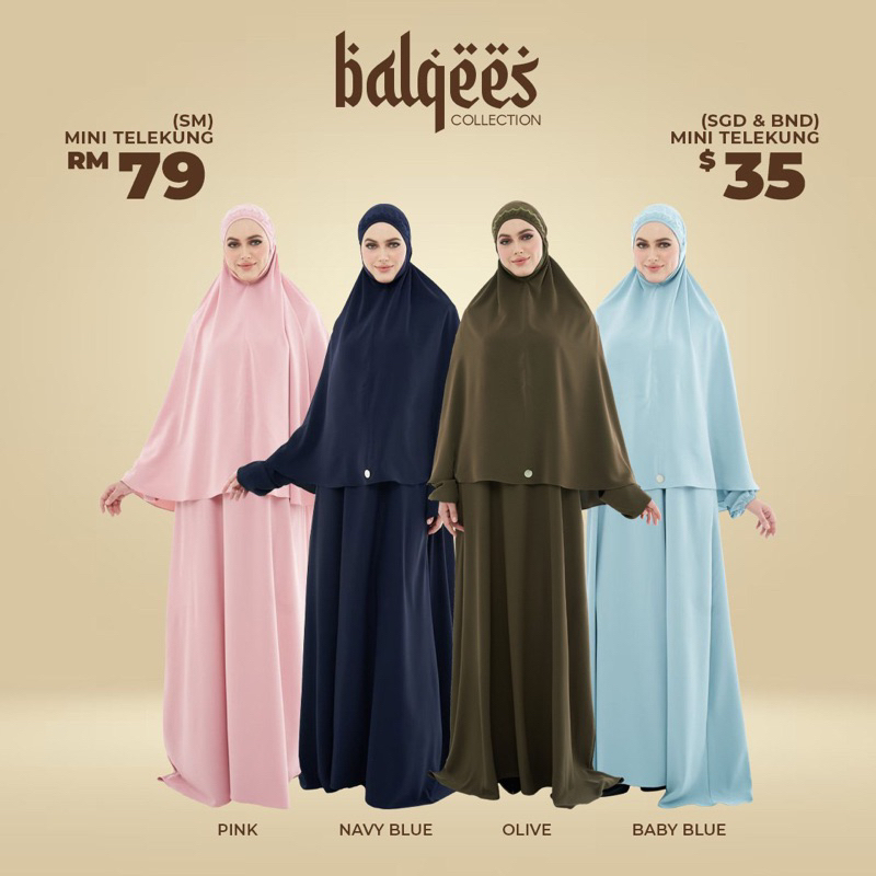 NEW ARRIVAL NUNHA BALQEES COLLECTION FULL SET JUBAH MINI TELEKUNG SHAWL ...