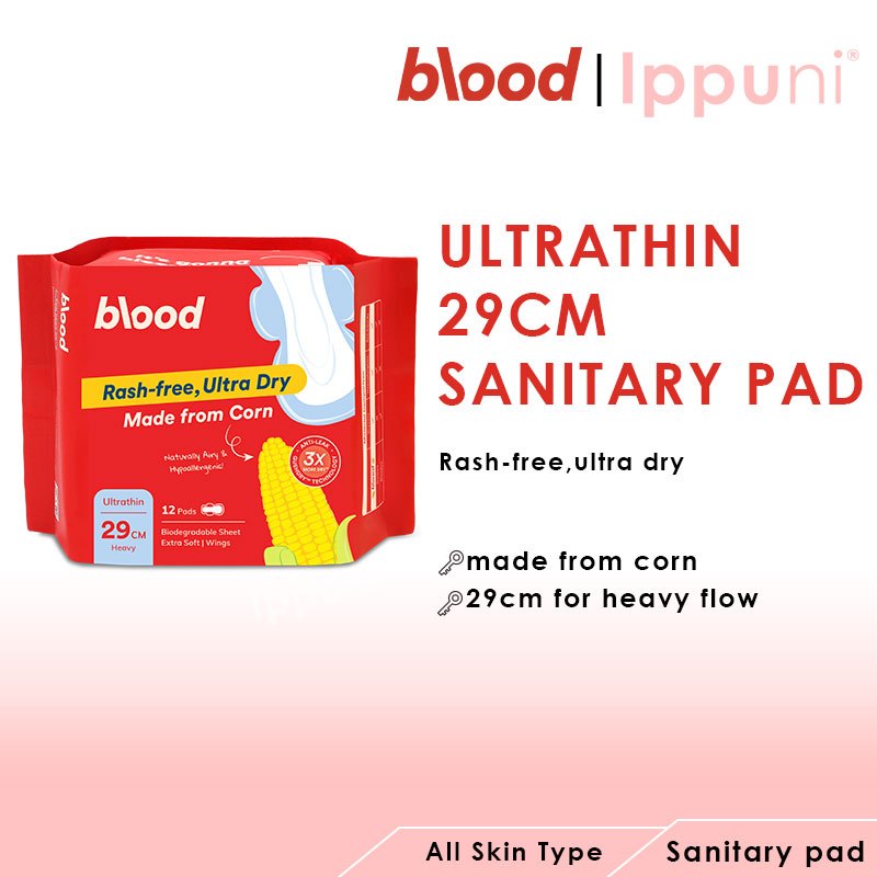 Blood Ultra Thin 29cm wings Sanitary Pad Made with 100% Corn (12pads) | Shopee Malaysia