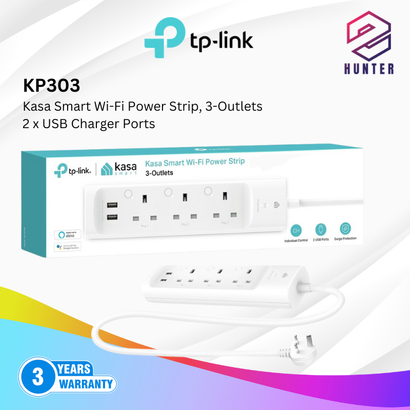 TP-Link KASA KP303 3 Outlets WiFi Smart Strip Power Extension Plug ...