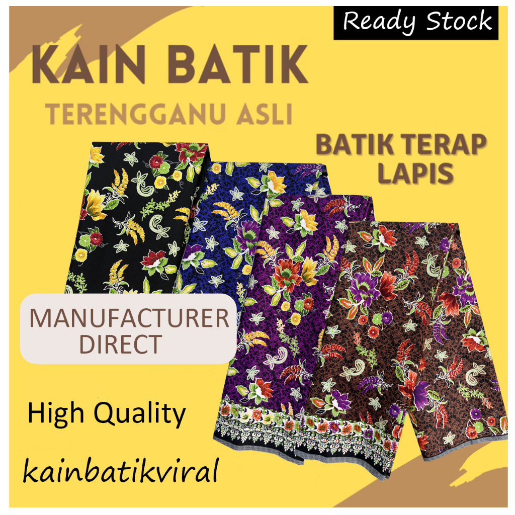 KAIN SARUNG BATIK /Batik Moden/kain batik viral/Yellow flower series ...