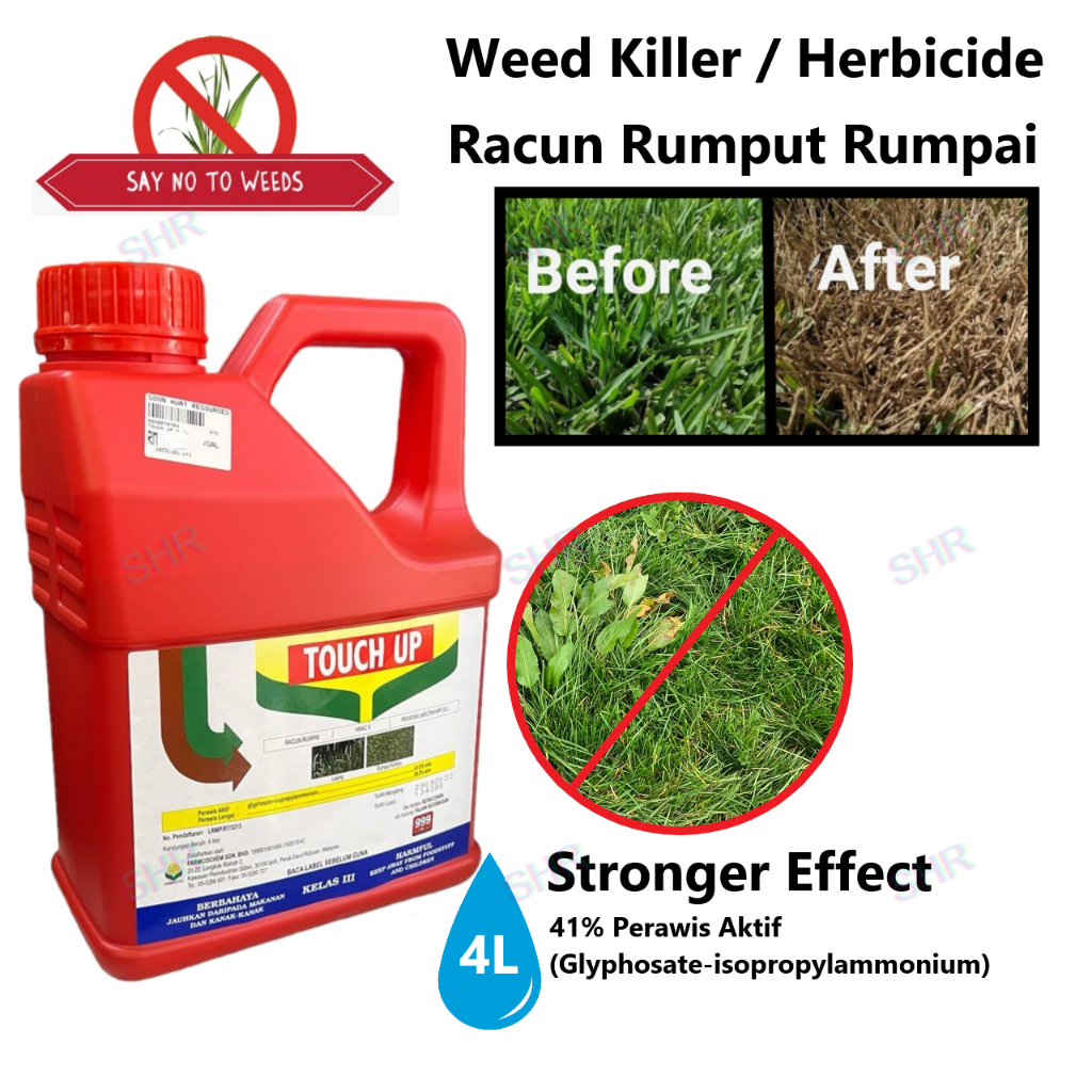 Touch Up 4 Liter Glyphosate 41% Herbicide / Racun Rumput Lalang / Racun ...
