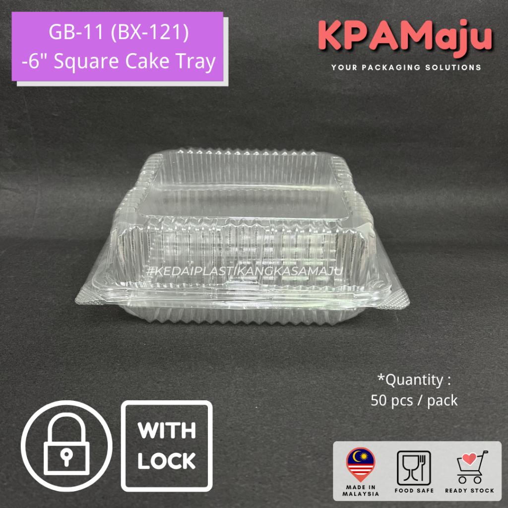[50PCS] GB-11 (BX-121) - 6" Square Cake Tray - Bakery Disposable ...