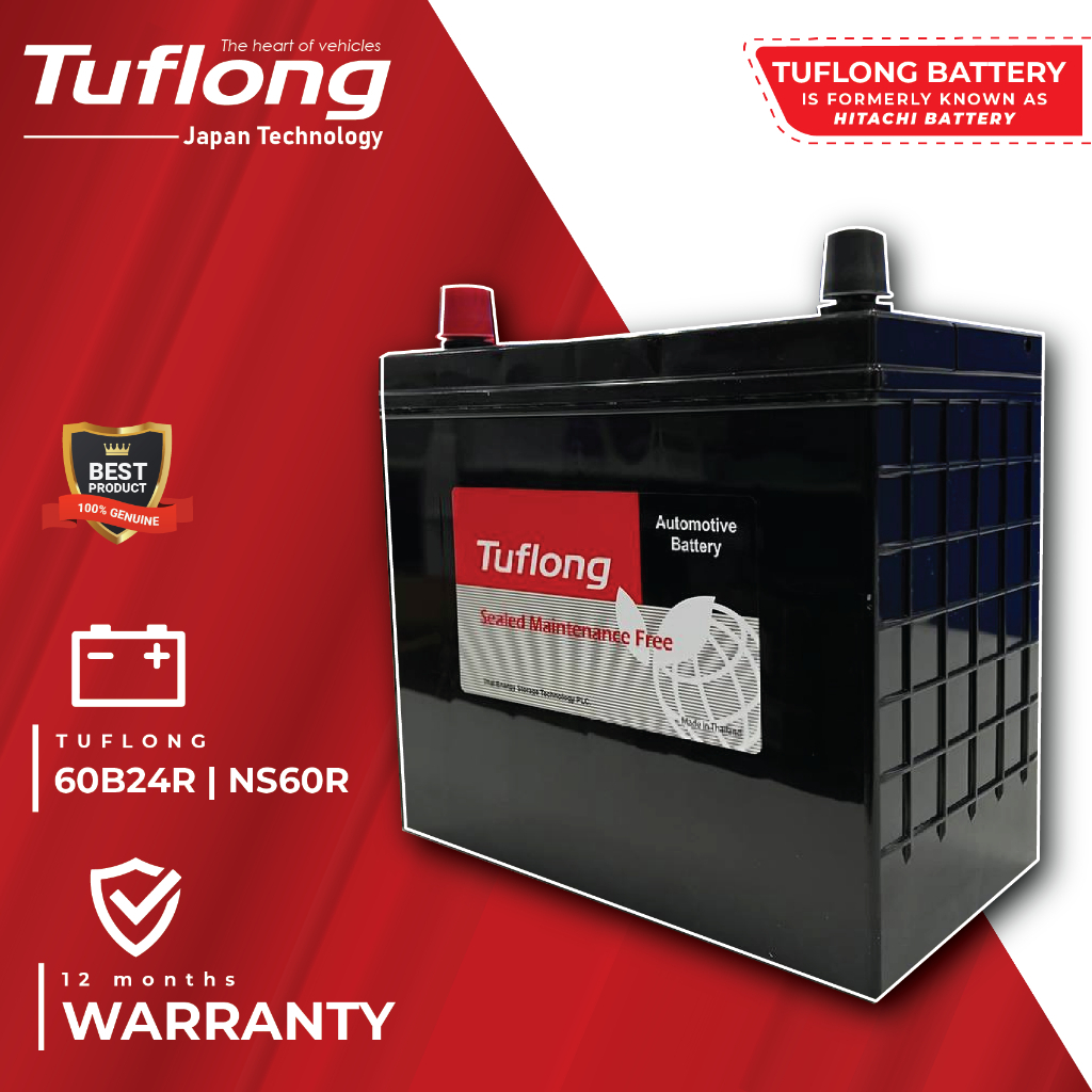 TUFLONG BATTERY 60B24R/NS60R (FORMELY KNOW AS HITACHI BATTERY) | Shopee ...