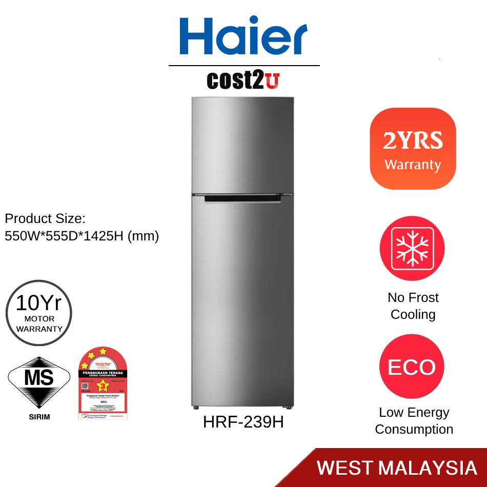 Haier 239L Top Mount Refrigerator 3 Stars | HRF-239H MDRT346MTB28-MY ...