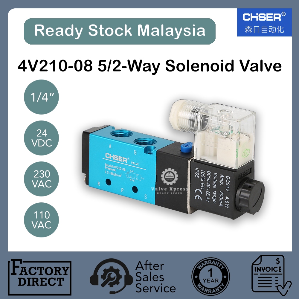 4V210-08 1/4" 5 Way 2 Position Port Pneumatic Control Solenoid Air ...