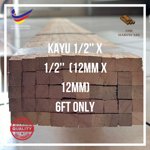 Kayu 1/2'' x 1/2'' / Kayu Lidi / Kayu Spin / Kayu Sarang Burung / 6ft ...