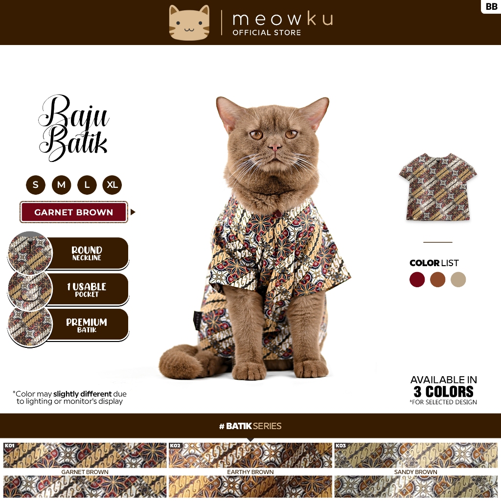 MEOWKU Baju Batik (Baju Raya Kucing) - Batik Series | Shopee Malaysia