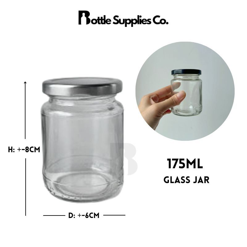 175ml Glass Jar/ Glass Bottle/ Mason Jar/ Glass Container/ Botol Kaca ...