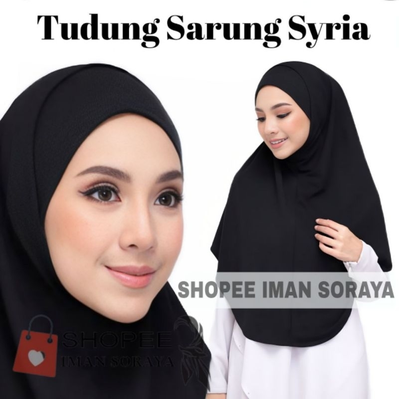[Cotton Denim Syria] Size XL Tudung Sarung Syria Denim Black / White ...