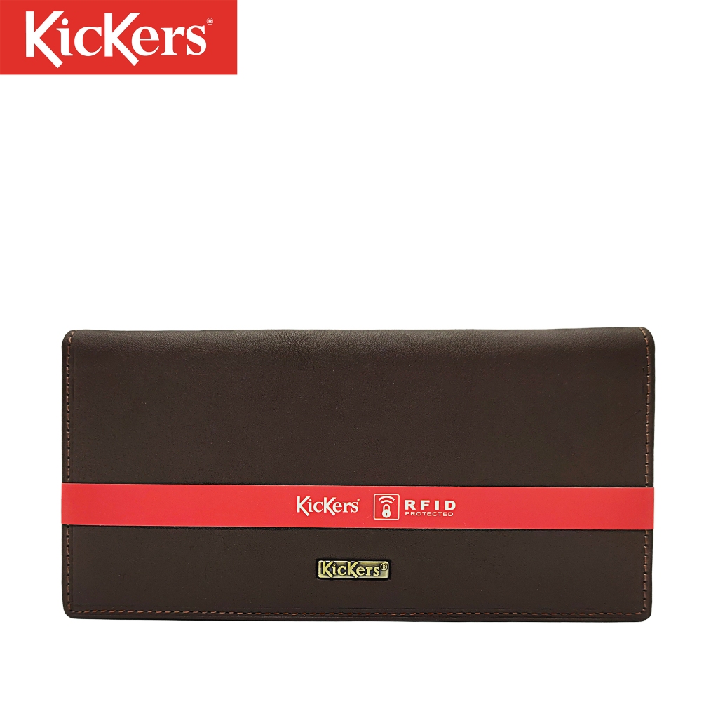 Kickers Genuine Top Grain Cow Leather RFID Protection Bifold Long ...