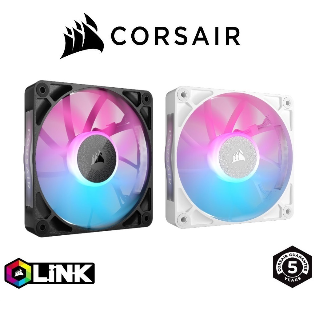 # CORSAIR iCUE LINK RX120 RGB - 120mm RGB LED PWM Fan (BLACK/WHITE ...