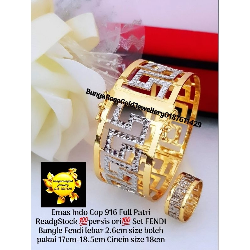 🔥Emas Indo Cop 916 Full Patri ReadyStock 💯persis ori💯 Set Bangle Lebar ...