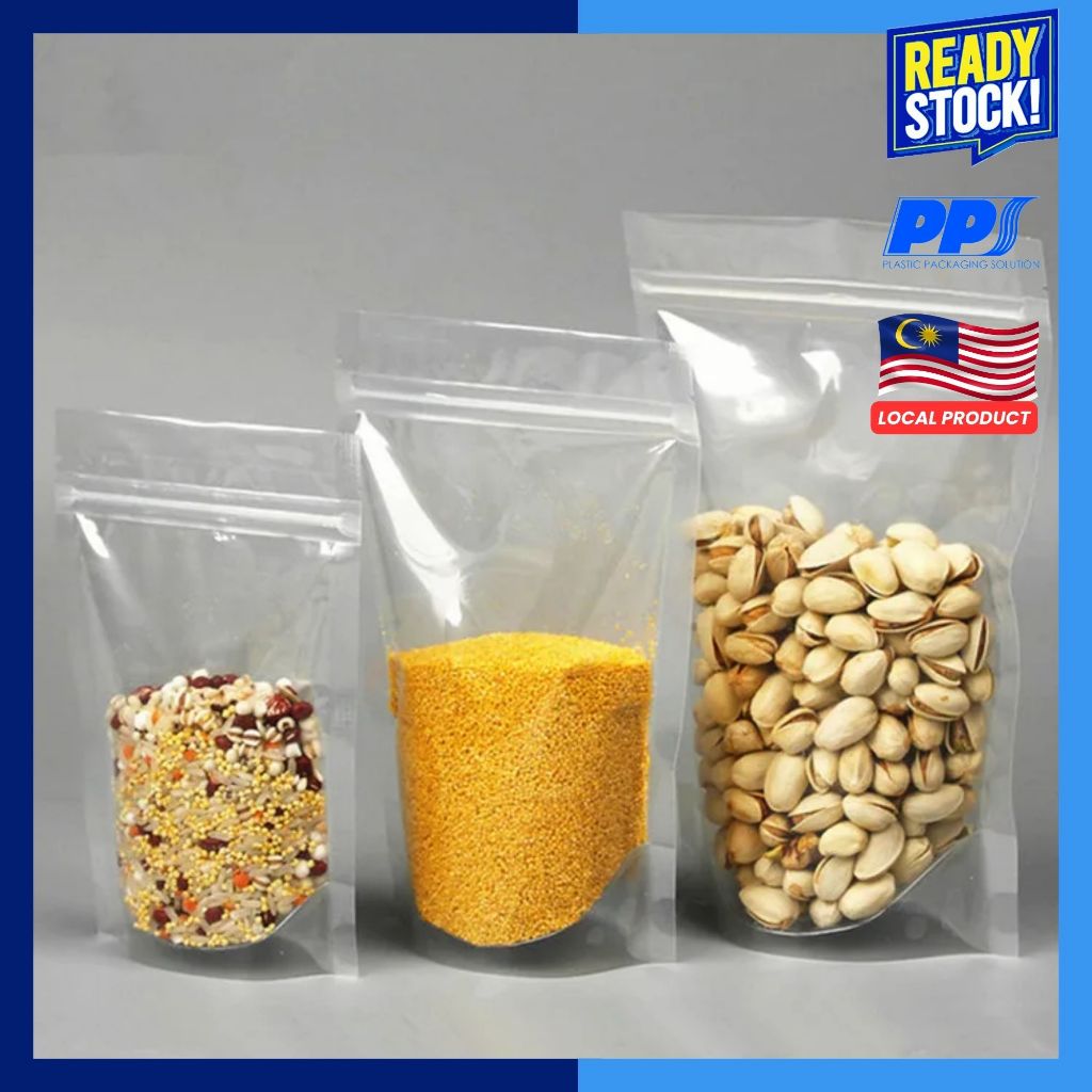 50pcs Transparent ziplock bag/Zipper standing plastic stand pouch ...