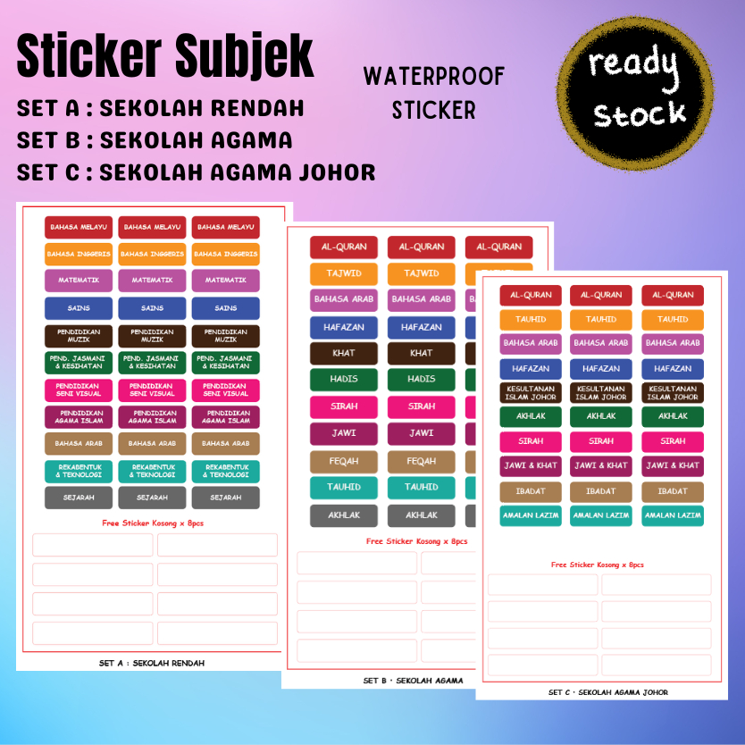 Sticker Subjek Matapelajaran Ready Stock Shopee Malaysia 