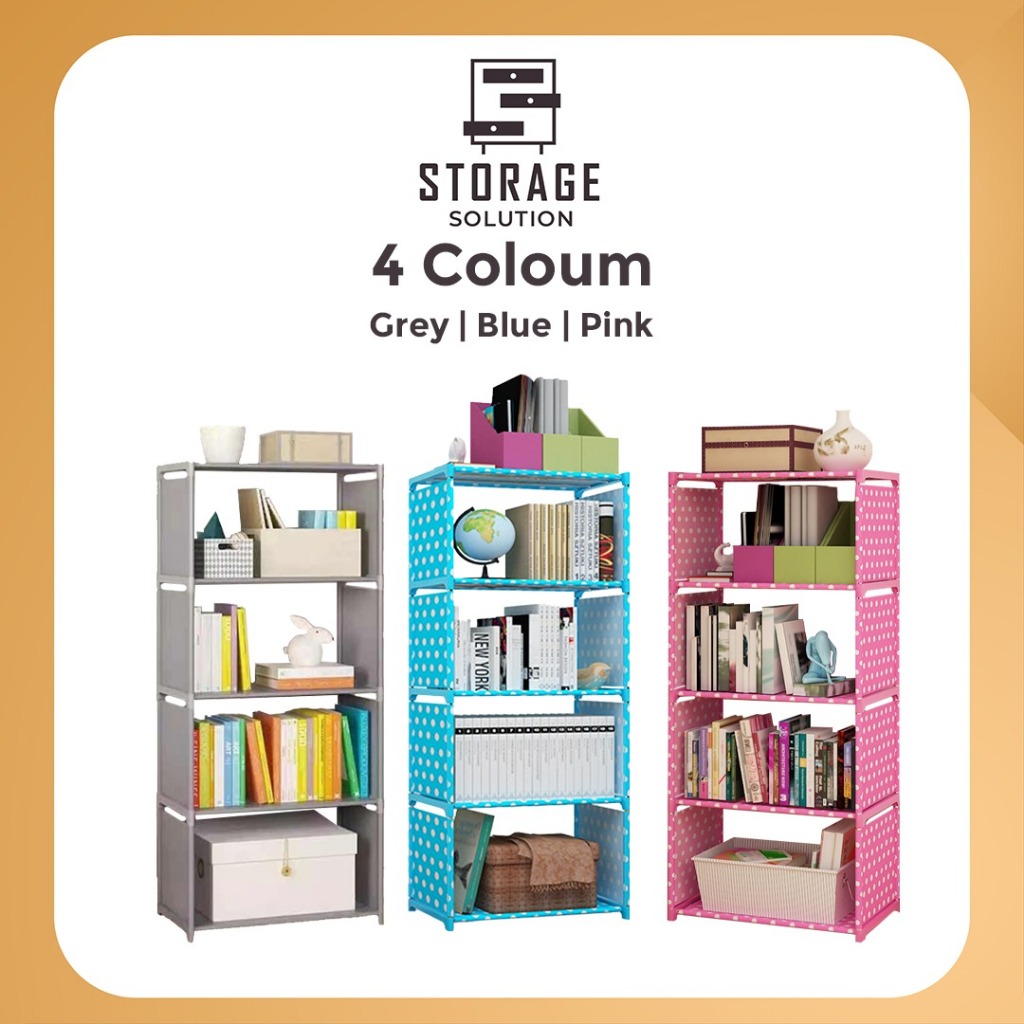 [𝐒𝐭𝐨𝐫𝐚𝐠𝐞.𝐒] Korean DIY 4 Coloum Book Storage Shelf Bookcase Multilayer ...
