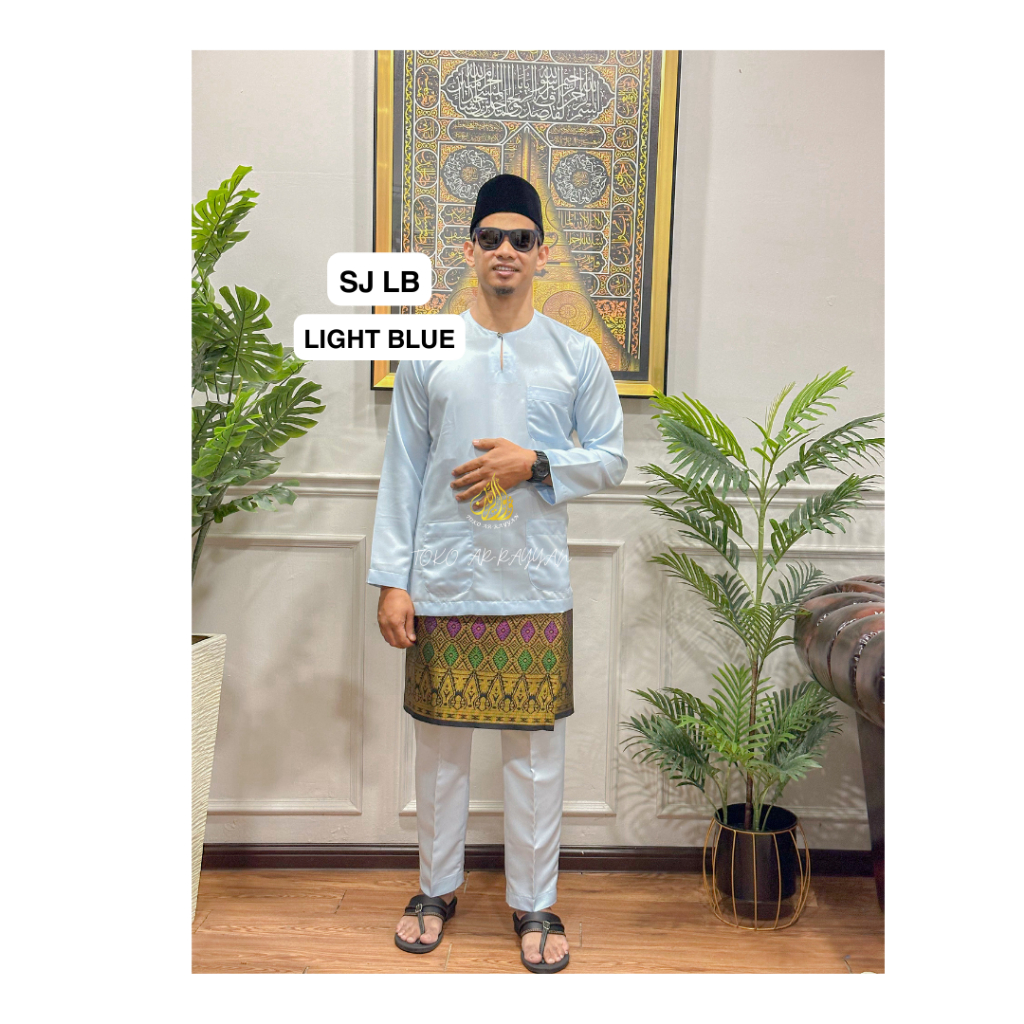 Baju Melayu Johor Plus Size Light Blue Baju Melayu Johor Raya Baju Melayu Leher Bulat Baju