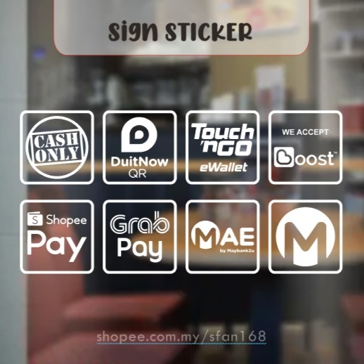 DUITNOW | Shoppe Pay | Touch n Go Sign Sticker for Door Window Wall ...