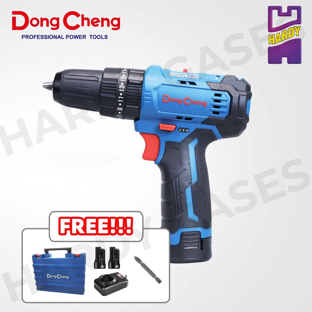 Dong Cheng 12v Cordless Brushless Driver Drill Gerudi Pemutar Skru