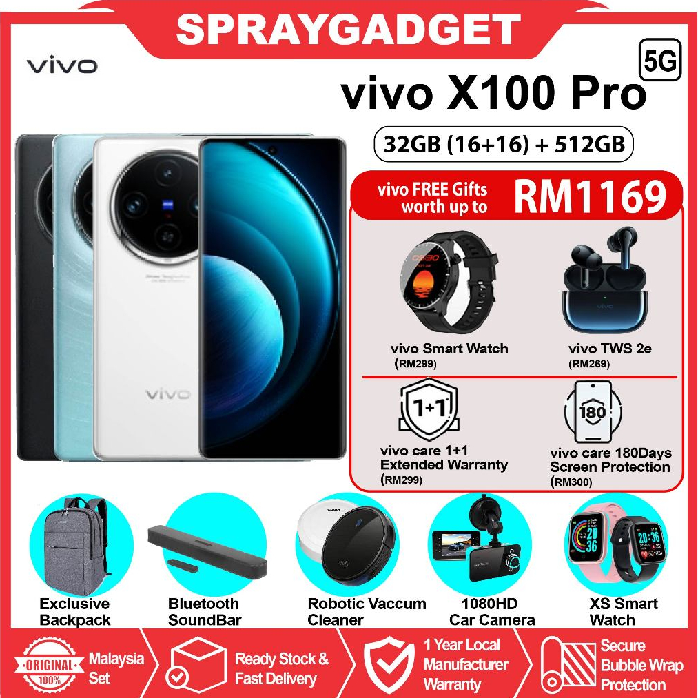 vivo X100 Pro 5G / vivo X100 5G (16GB RAM +512GB ROM) Extended RAM , Co-engineered with ZEISS🎁 ...