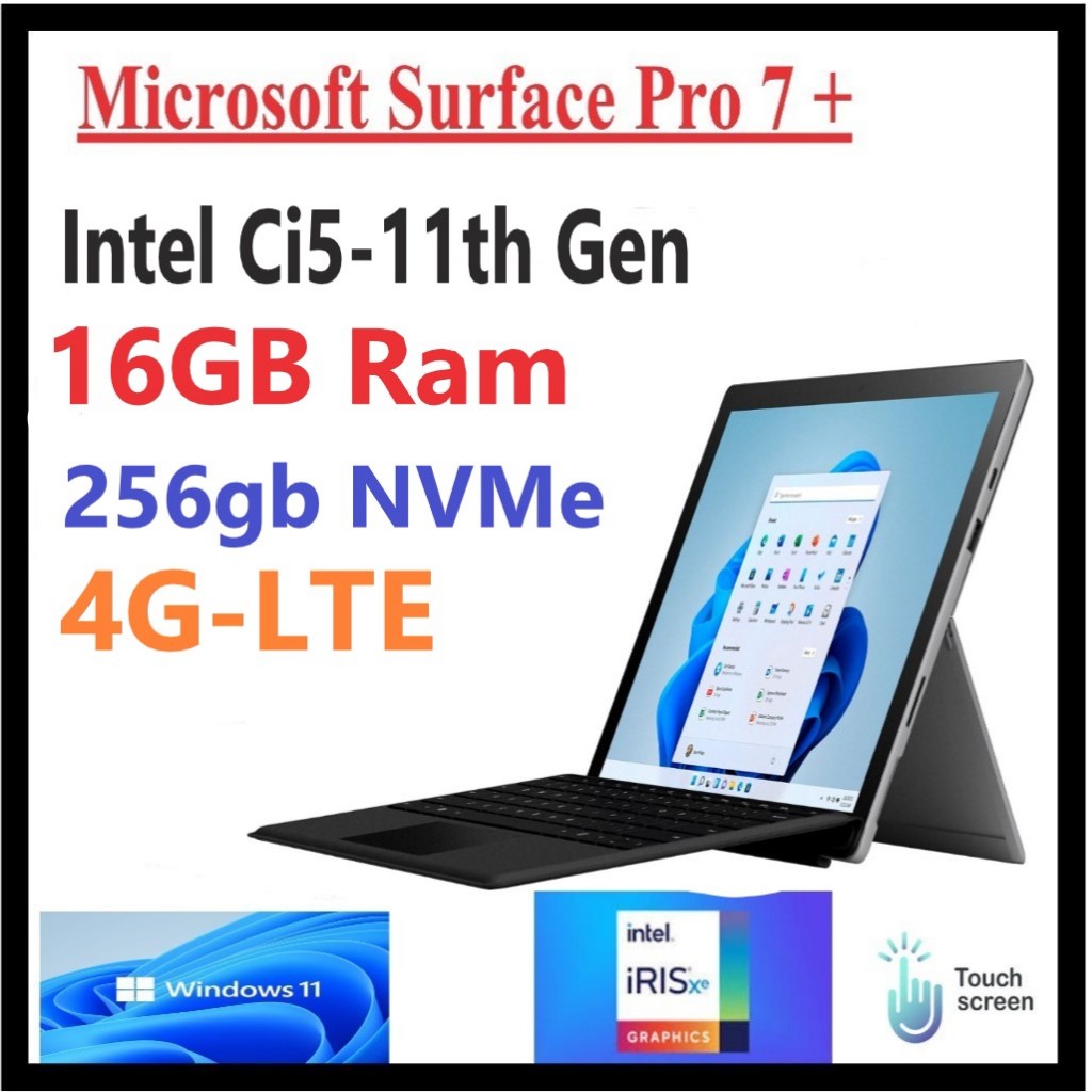 Microsoft Surface Pro 7 Plus Ci5 11th Gen 16gb Ram 256gb Ssd Hello Cam
