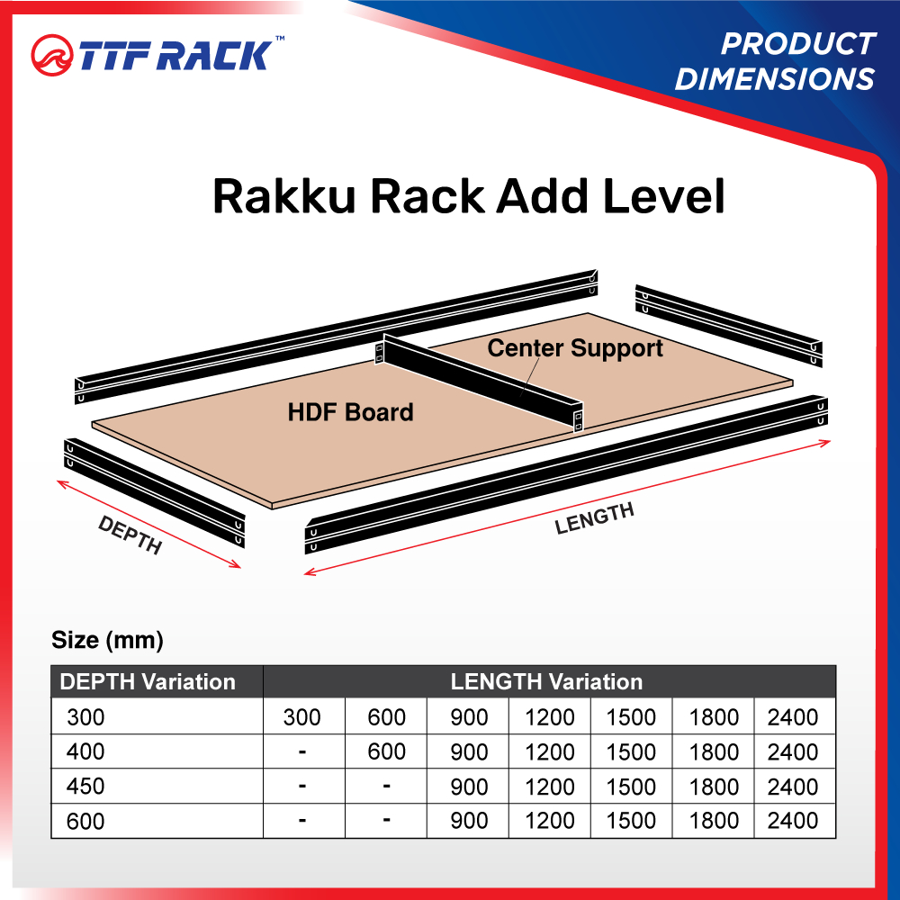 TTF Rack™ (RAKKU ADD LEVEL)Dary Grey Rakku Tingkat Tambahan Rak Besi ...