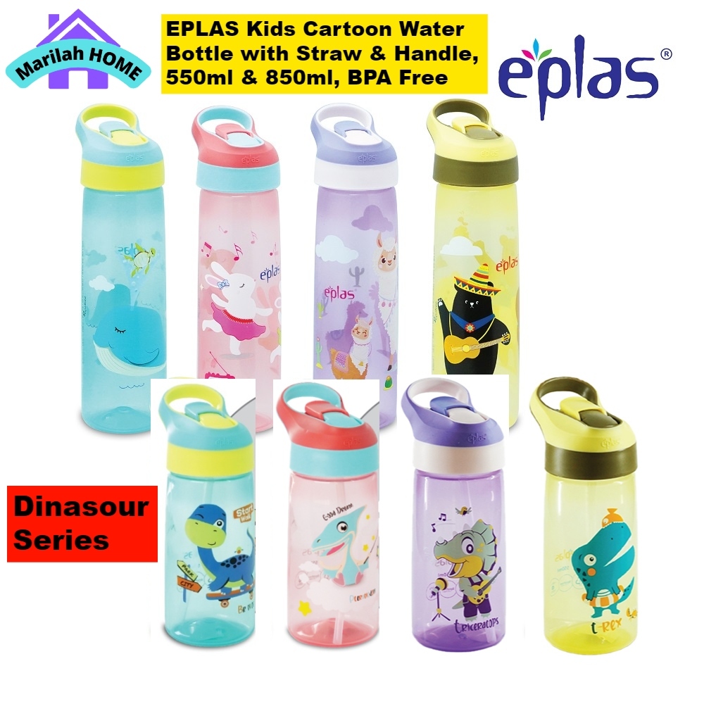 EPLAS Kids Cartoon Water Bottle With Straw and Handle, 550/850ML, BPA Free, EBSP-550/ 850/ Water ...